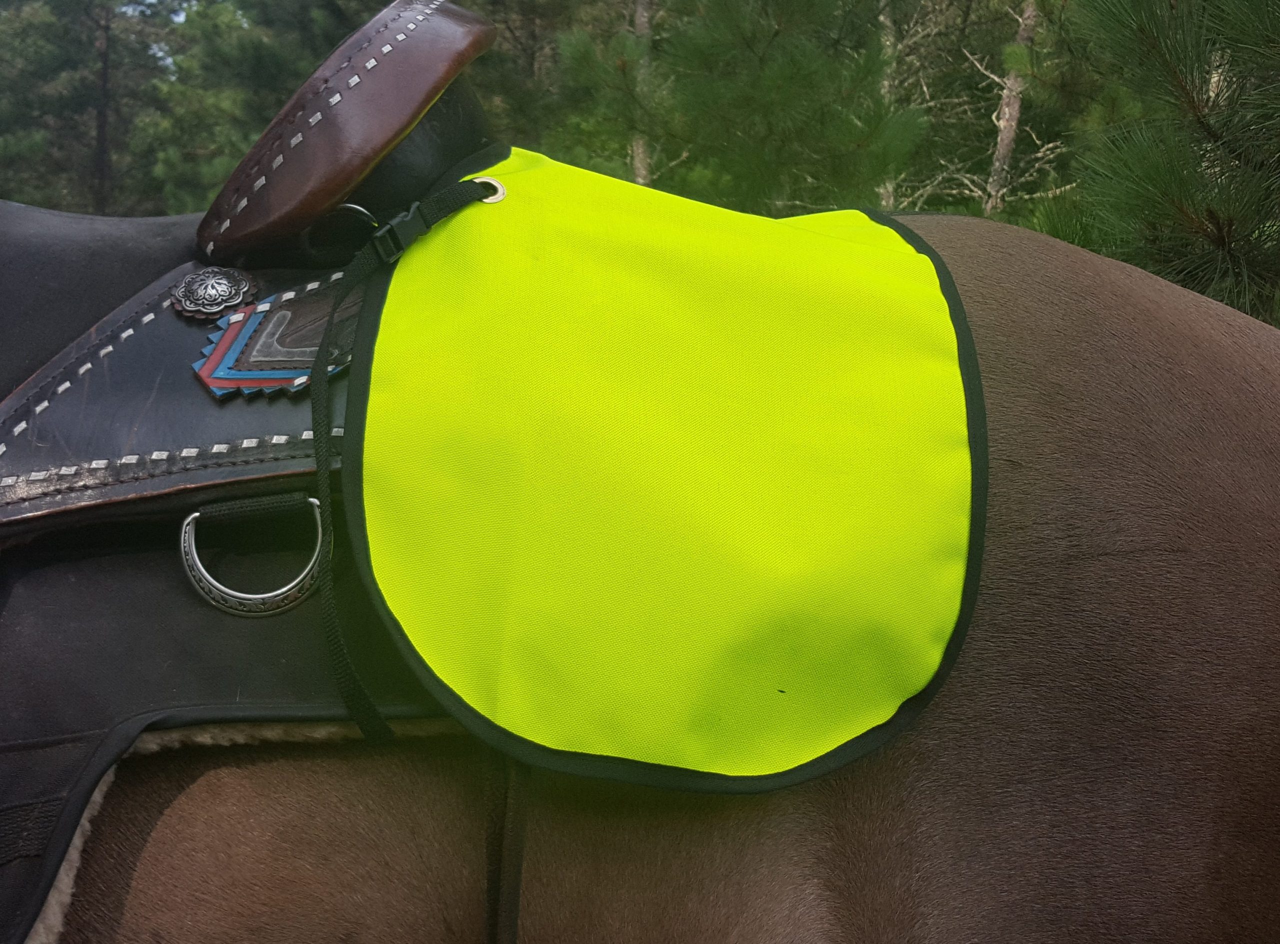 Be-Seen Croup Covers attach behind your saddle cantle